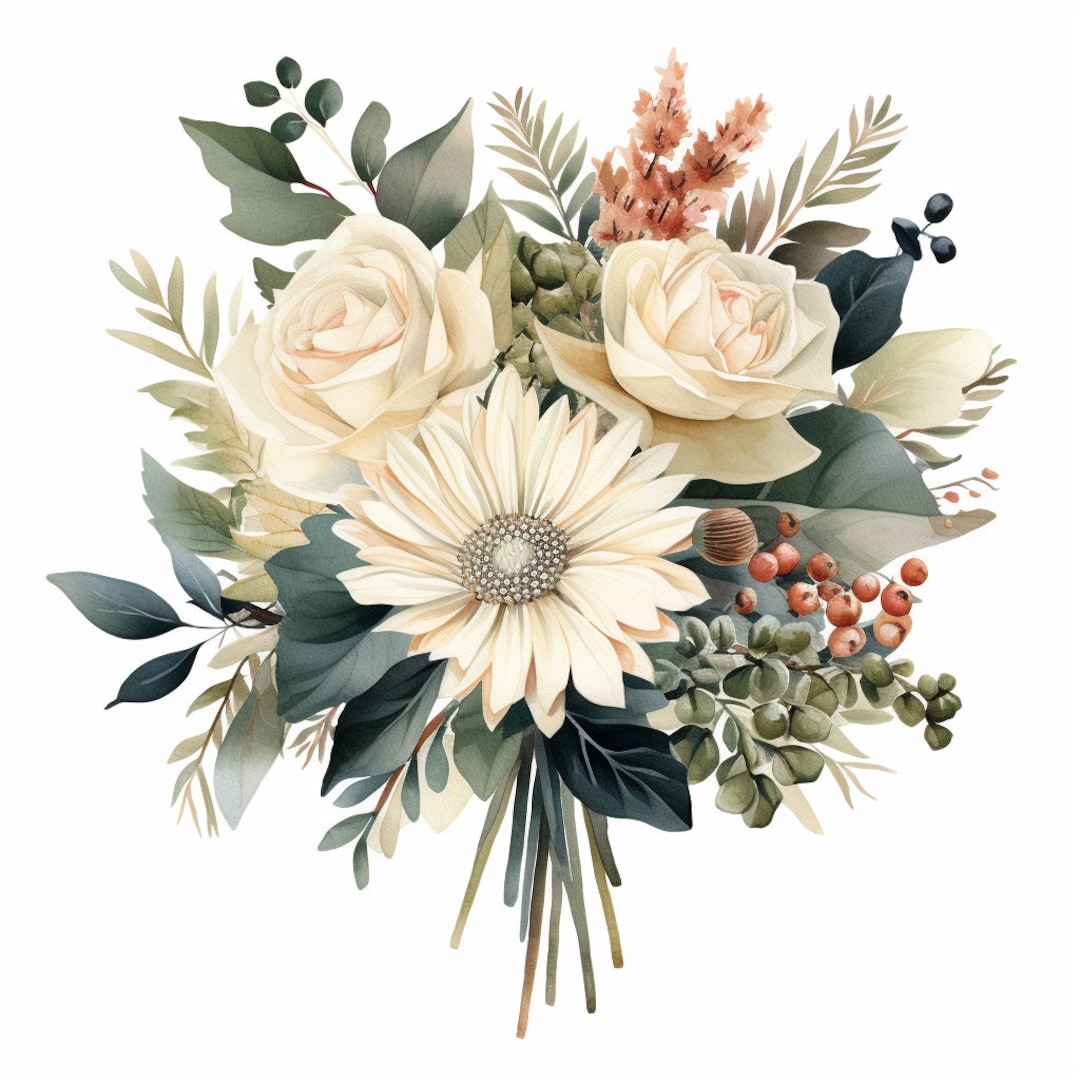 16 Simple Wedding Bouquets Flower Bouquet Clipart Bundle, High-quality ...