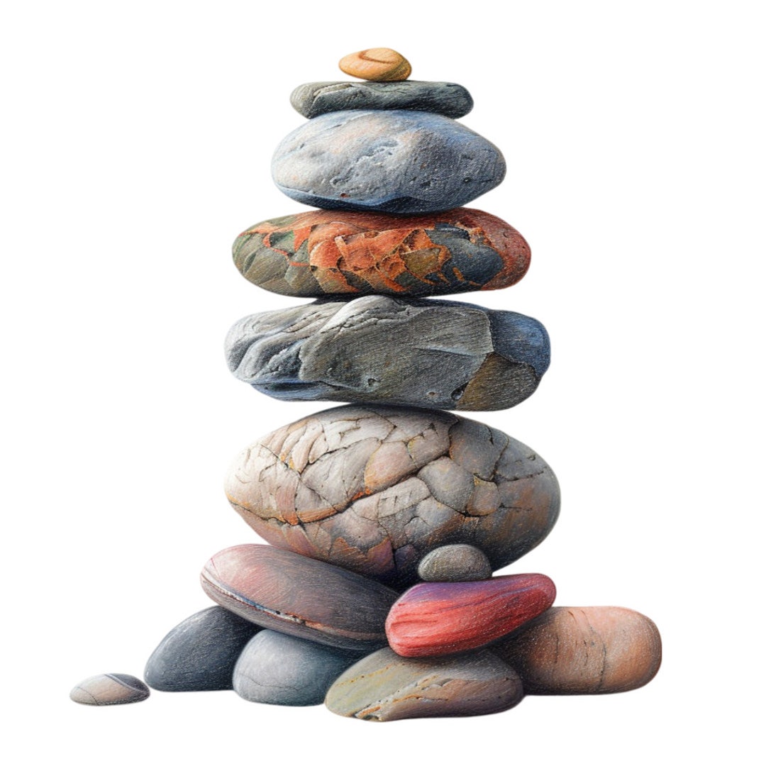 Zen Rock Stone Towers Clipart Bundle, 16 High-quality JPG, Craft Art ...