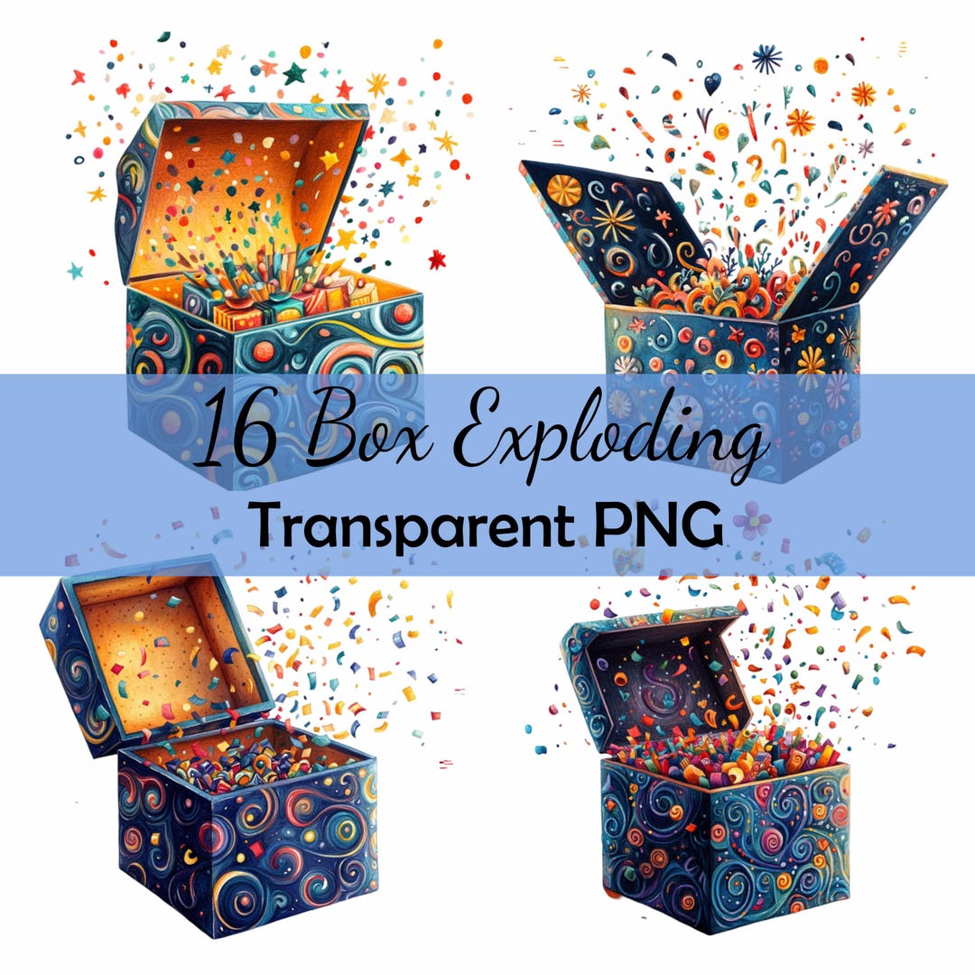 16 Box Exploding Party Stars Clipart Bundle 16 Transparent PNG Download ...