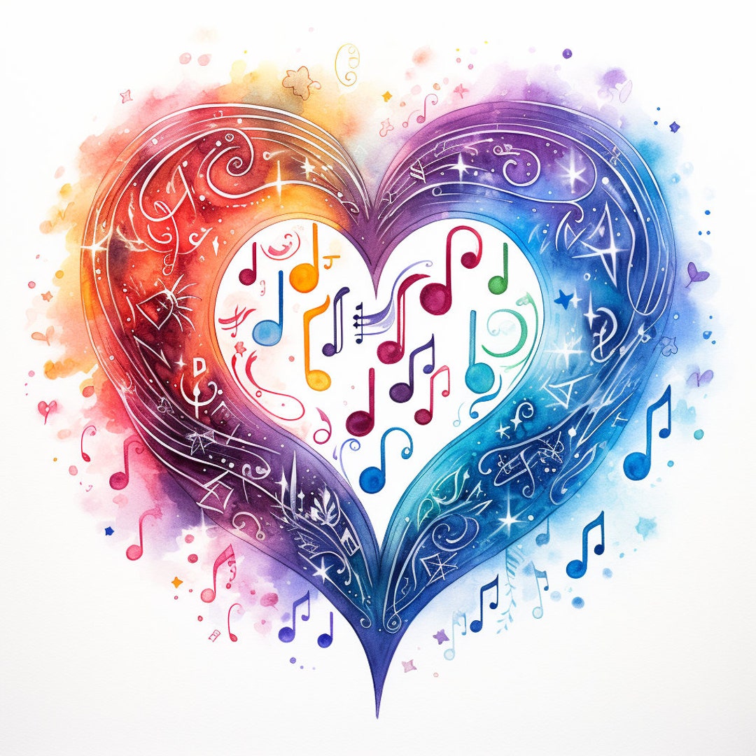 Music Hearts Clipart Bundle, High-quality JPG, Craft Art, Card Making ...