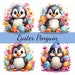 Easter Penguin W Easter Eggs Clipart Bundle, High-quality JPG, Craft ...
