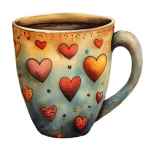 16 Coffee Mug Heart Clipart Bundle, Transparent PNG Download, Card ...