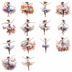 Ballet Dancer Dress Dancing Flowers Clipart Bundle, High-quality JPG ...