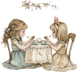 Girl Tea Party Clipart Bundle, 14 High-quality JPG, Craft Art, Card ...