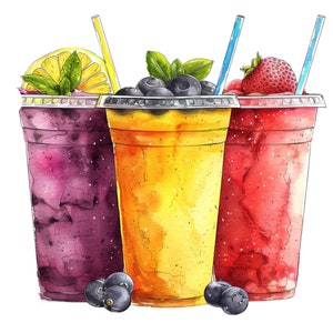 16 Fruit Smoothies Clipart Bundle, High-quality JPG, Craft Art, Card ...