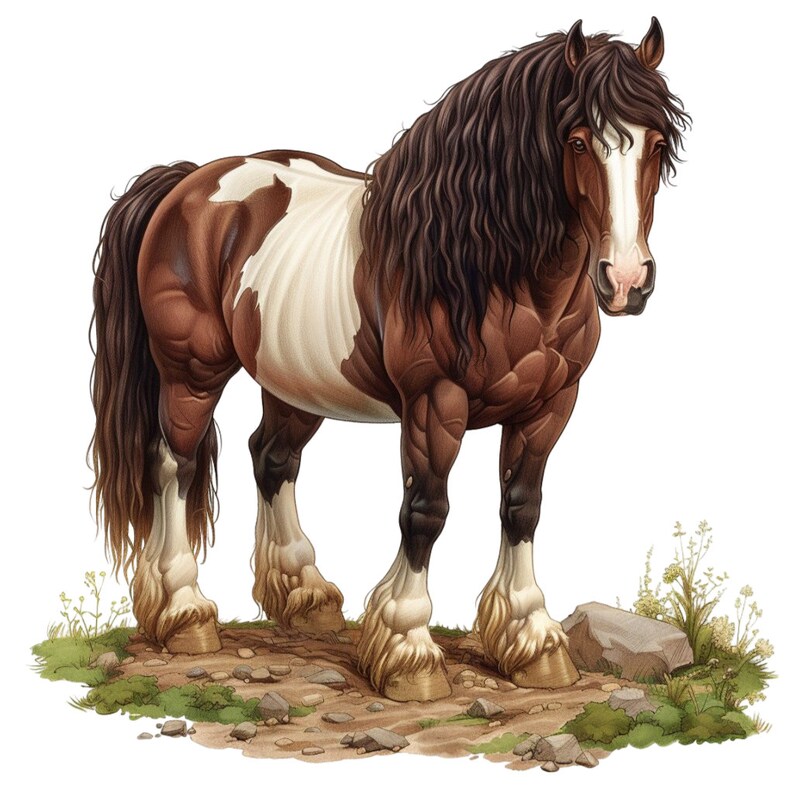 Shire Horse Farm Clipart Bundle, 16 High-quality JPG, Craft Art, Card ...