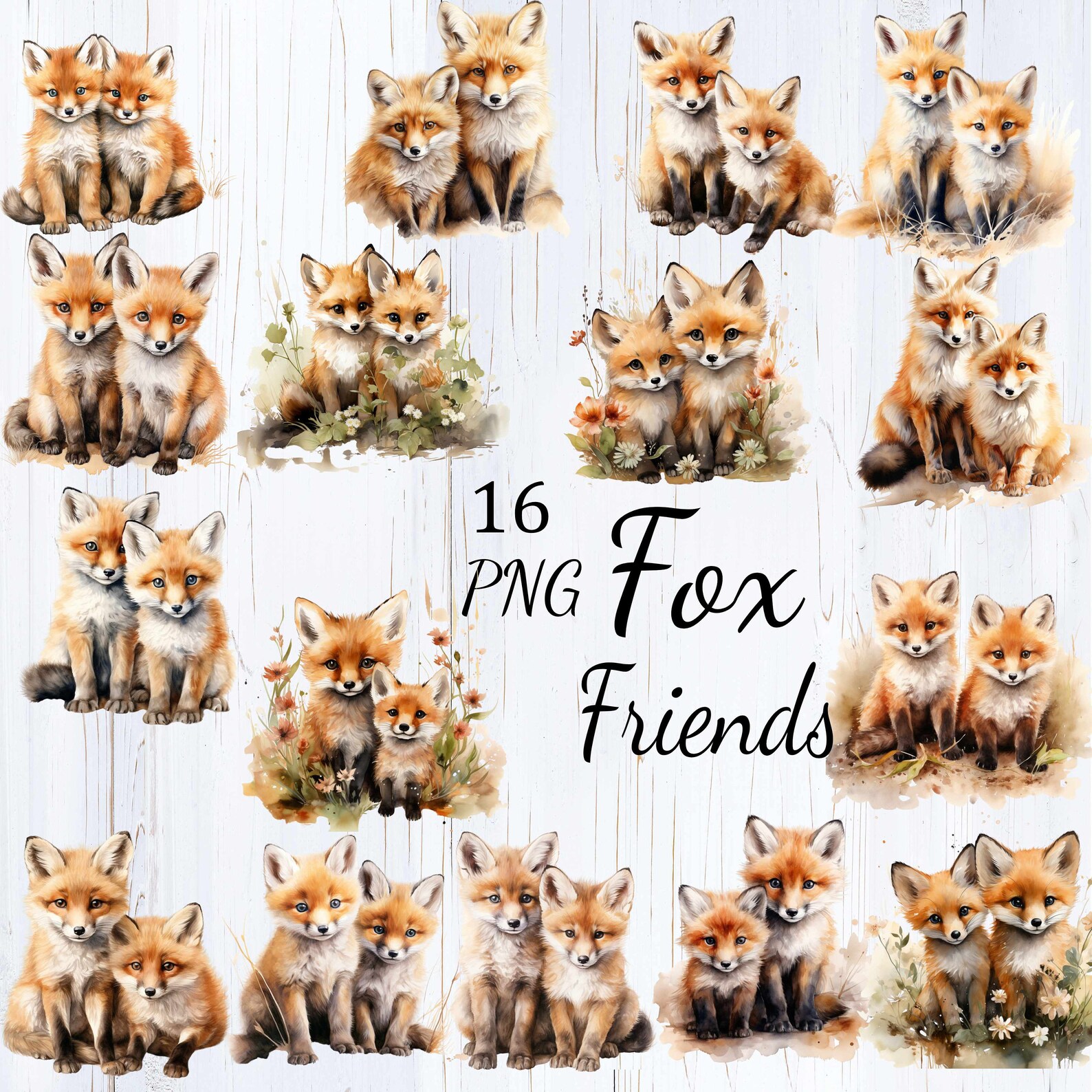 16 Cute Fox Friends Clipart Bundle High-quality PNG Nursery - Etsy