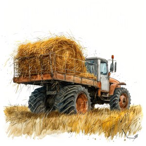 15 Baling Hay Tractor on Farm Clipart Bundle, 15 High-quality JPG ...
