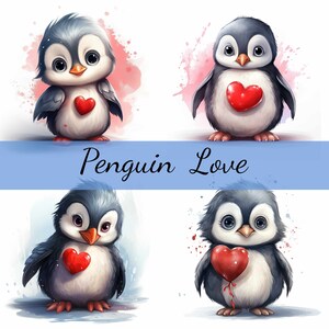 14 Valentine Penguin Clipart Bundle, High-quality JPG, Craft Art, Card ...