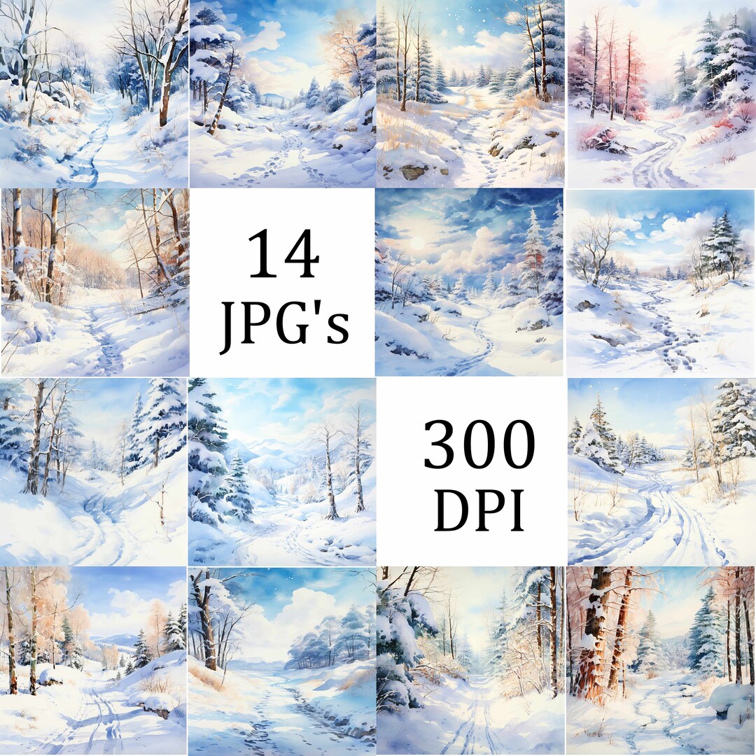 14 Snow Ski Path Winter Landscape Clipart Bundle, High-quality JPG ...