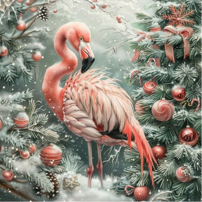 16 Flamingo Christmas Clipart Bundle, 16 High-quality JPG, Craft Art ...