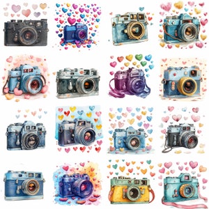 16 Camera With Hearts Clipart Bundle, 16 High-quality JPG, Craft Art ...