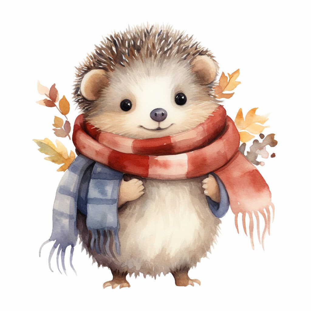 12 Boho Winter Hedgehog Clipart Bundle, High-quality JPG, Nursery Art ...