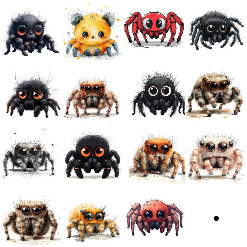 Baby Spider Clipart Bundle, 15 High-quality JPG, Craft Art, Card Making ...