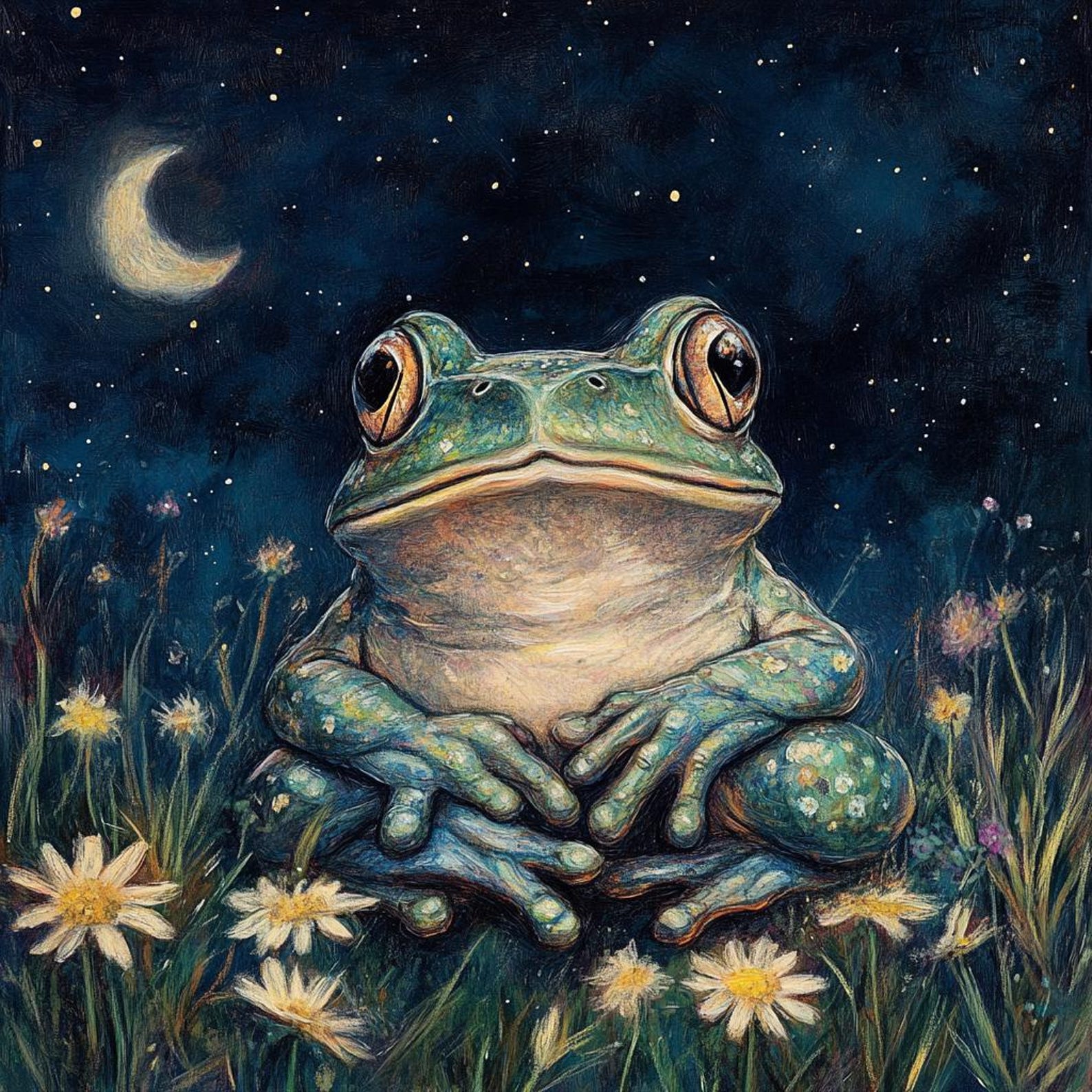 Frog in Moon Light Night 2 Clipart Bundle, 16 High-quality JPG, Craft ...