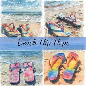 Flip Flops on the Beach Surf Clipart Bundle, High-quality JPG, Craft ...