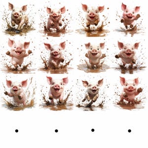 12 Pig in a Mud Puddle Clipart Bundle, High-quality JPG, Craft Art ...