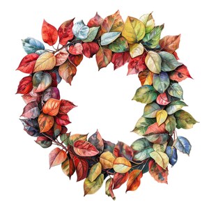 Autumn Fall Leaf Wreath Clipart Bundle, 16 High-quality JPG, Craft Art ...