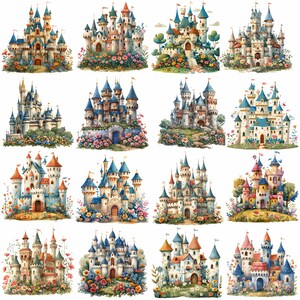 Fairy Tale Castle Flower Gardens Clipart Bundle, 16 High-quality JPG ...