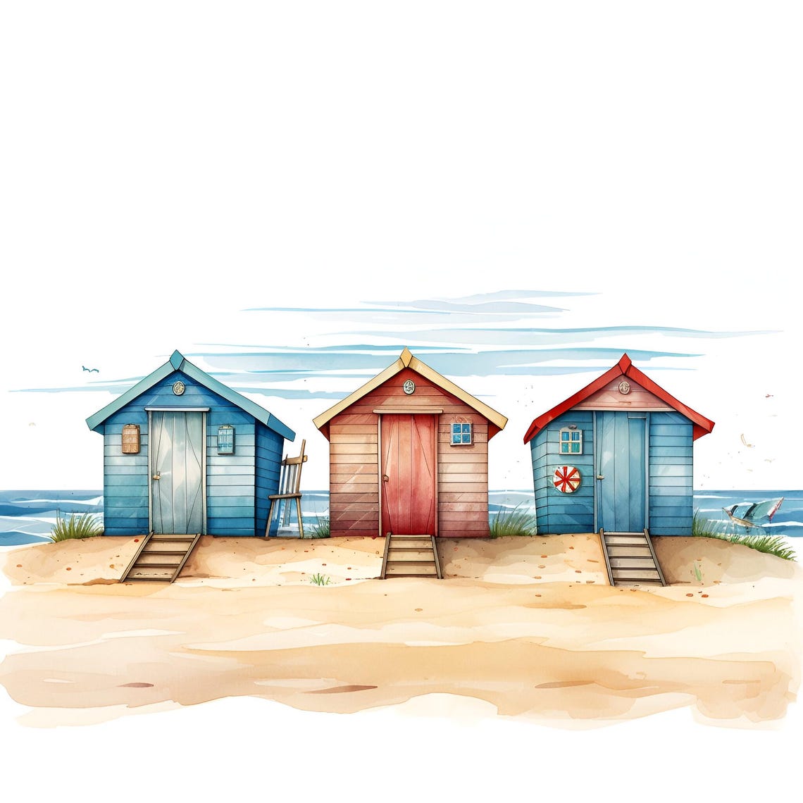 16 Beach Huts Clipart Bundle, High-quality JPG, Craft Art, Card Making ...
