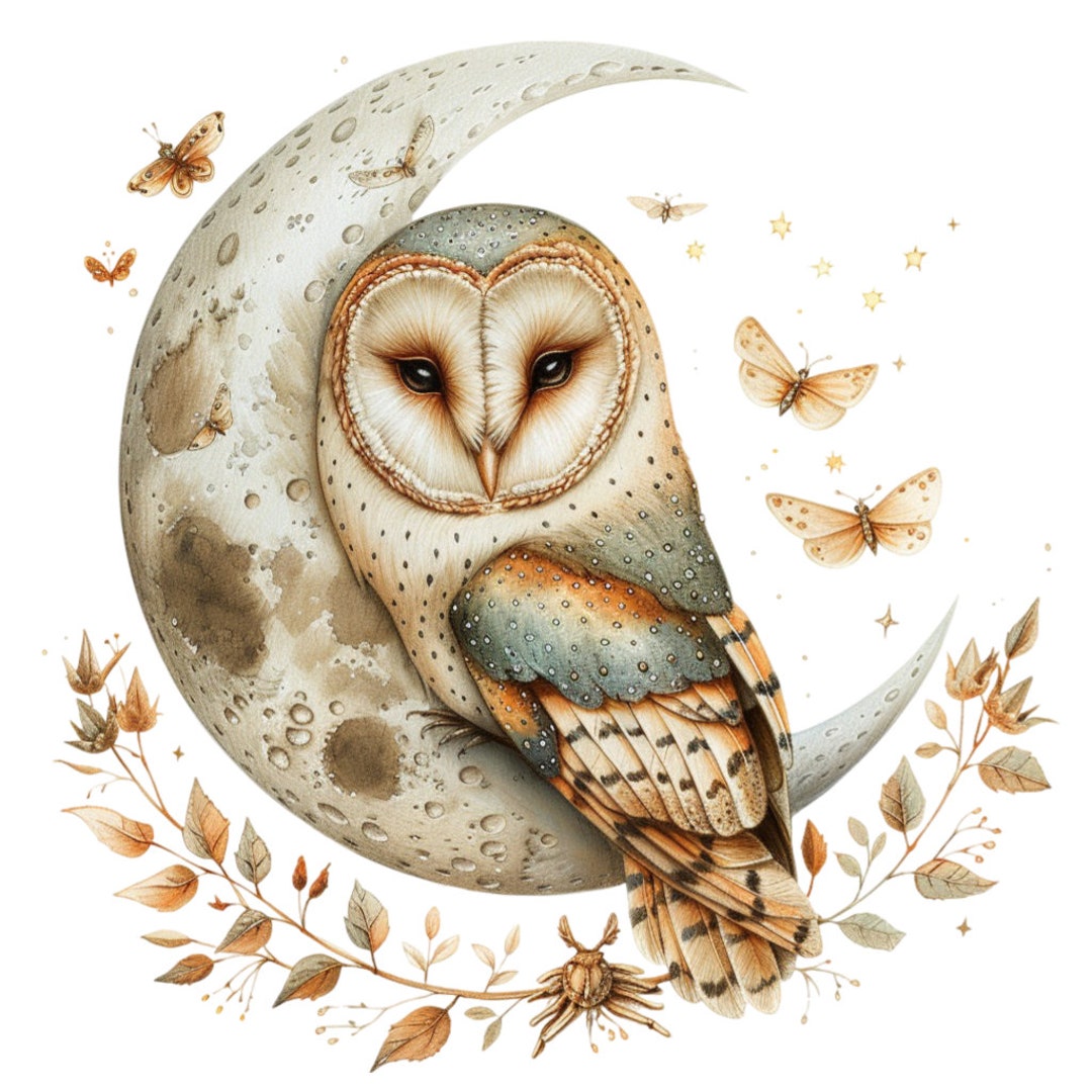 Owl and Moon Celestial Clipart Bundle, 16 High-quality JPG, Craft Art ...