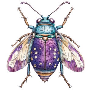 Purple Teal Blue Insect Clipart Bundle, 15 High-quality JPG, Craft Art ...
