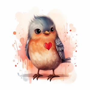 16 Valentine Robin Bird Clipart Bundle, High-quality JPG, Craft Art ...