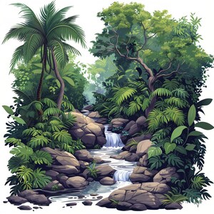 Rockey Forest Stream Clipart Bundle, 16 High-quality JPG, Craft Art ...