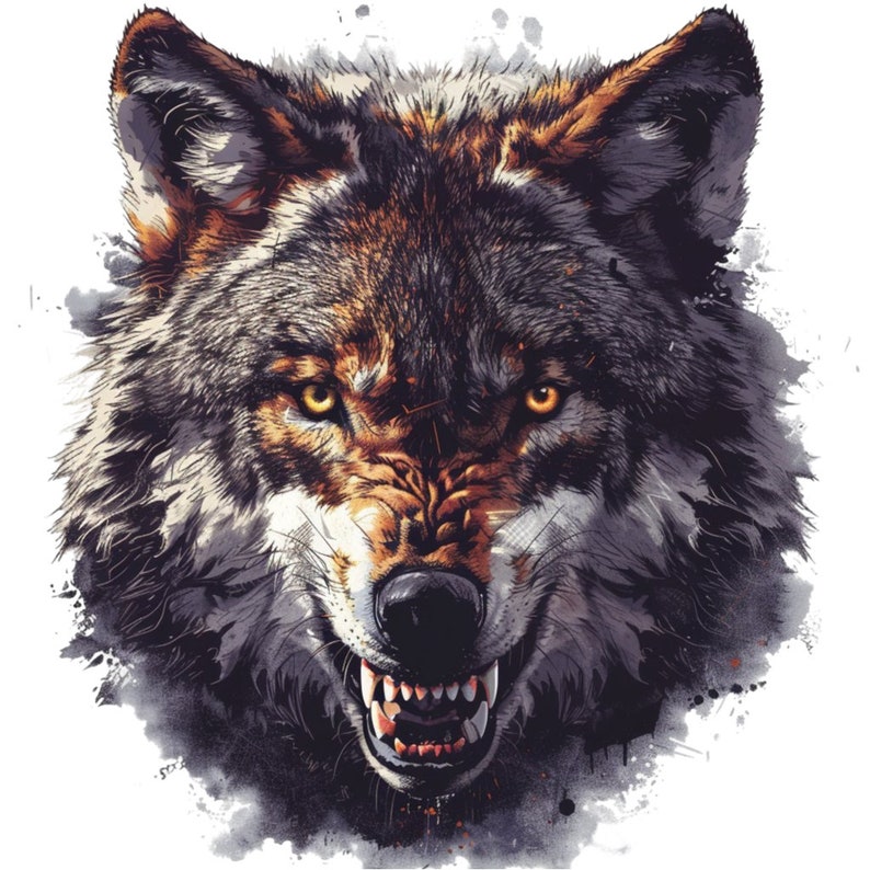 Fierce Angry Wolf Clipart Bundle, 16 High-quality JPG, Craft Art, Card ...