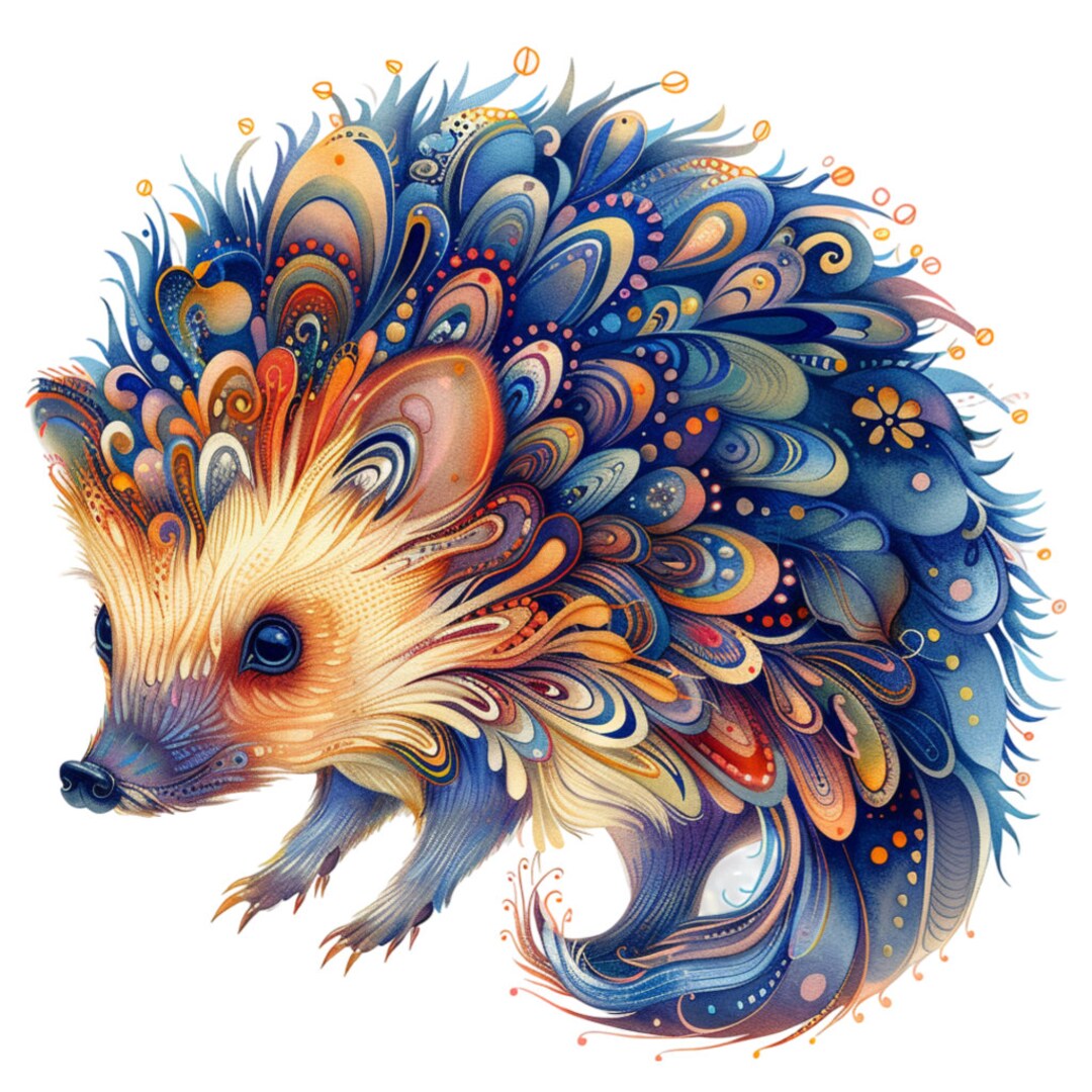 Stylish Floral Hedgehog Clipart Bundle, 16 High-quality JPG, Craft Art ...