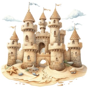 Beach Sand Castle Sandcastle Clipart Bundle, 16 High-quality JPG, Craft ...