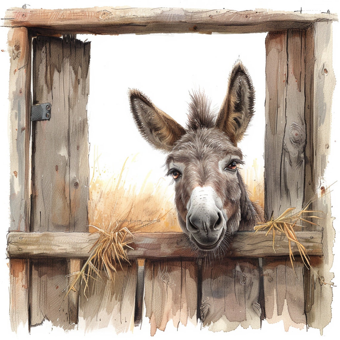 16 Silly Donkey in a Barn Cartoon Clipart Bundle, 16 High-quality JPG ...