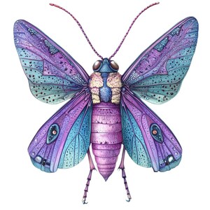 Purple Teal Blue Insect Clipart Bundle, 15 High-quality JPG, Craft Art ...