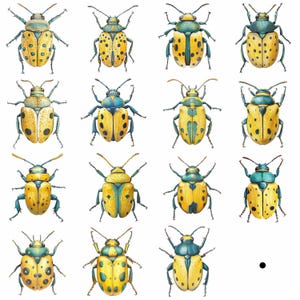 Yellow Teal Blue Beetle Clipart Bundle, 15 High-quality JPG, Craft Art ...