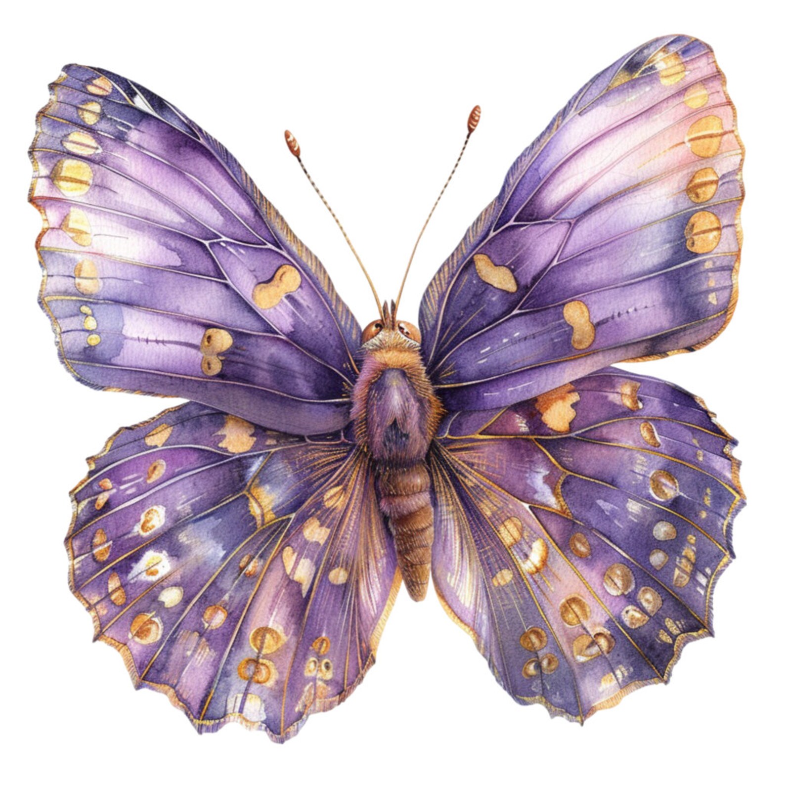 16 Purple and Gold Butterfly Clipart Bundle, 16 High-quality JPG, Craft ...
