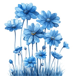 Colorful Daisy Flowers in a Row Clipart Bundle, 16 High-quality JPG ...