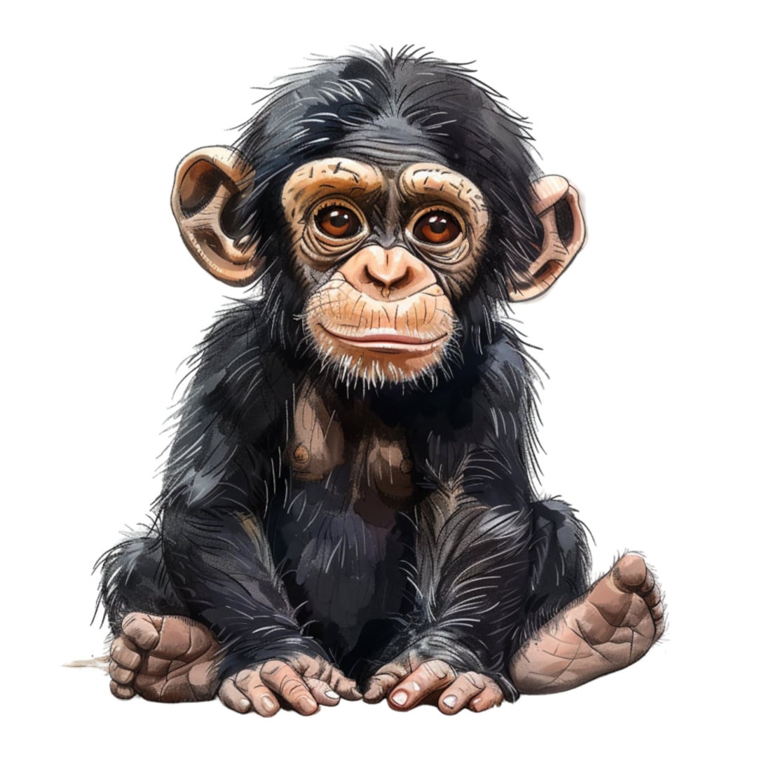 Charming Chimpanzee Clipart Bundle, 15 High-quality JPG, Craft Art ...