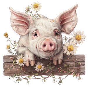 12 Pig in Pen on Farm Clipart Bundle, 12 High-quality JPG, Craft Art ...