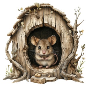 14 Mouse House Den Clipart Bundle, 14 High-quality JPG, Craft Art, Card ...