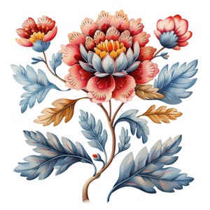 Folk Art Flower Clipart Bundle, 15 High-quality JPG, Craft Art, Card ...