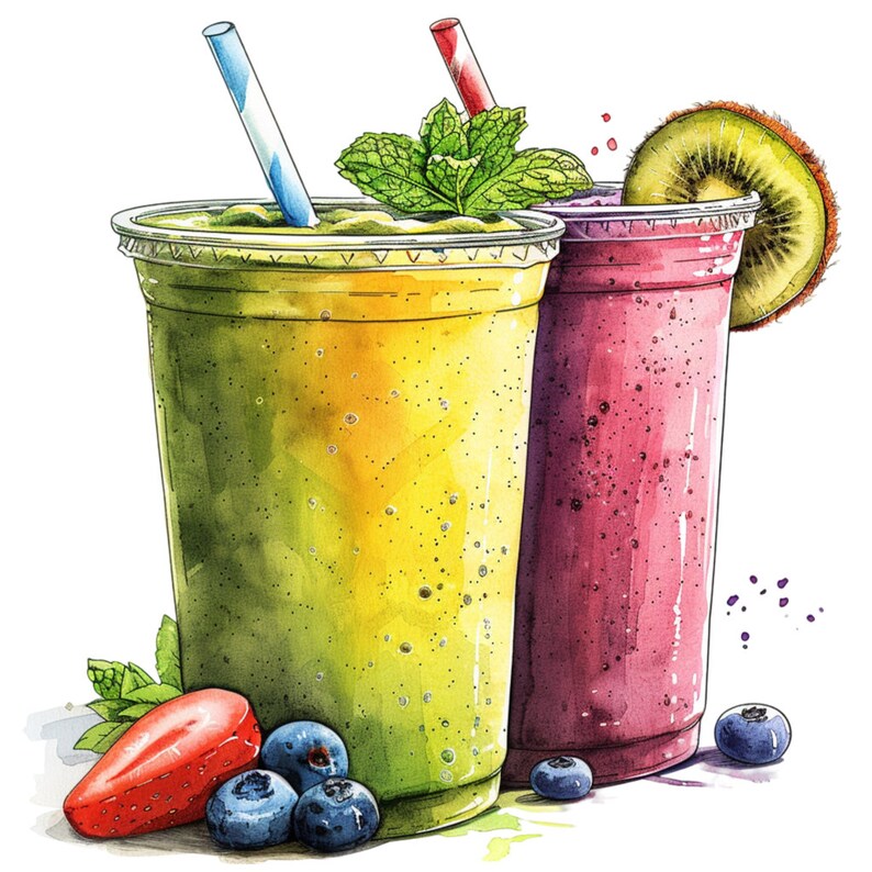16 Fruit Smoothies Clipart Bundle, High-quality JPG, Craft Art, Card ...