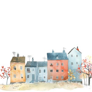 16 Spring Time Row House Clipart Bundle, 16 High-quality JPG, Craft Art ...