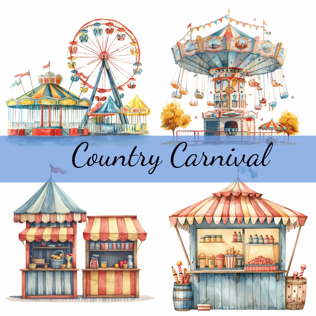 16 Country Carnival Ferris Wheel Clipart Bundle, 16 High-quality JPG ...