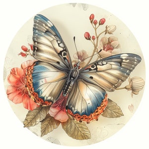 16 Vintage Butterfly Circle Round Clipart Bundle, 16 High-quality JPG ...