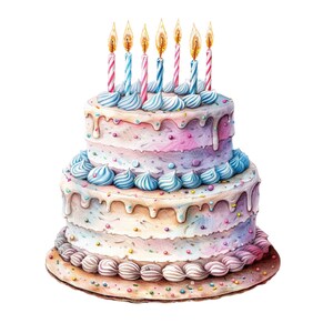 Birthday Cake With Candles Clipart Bundle, 14 High-quality JPG, Craft ...