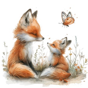 Fox and Butterfly Clipart Bundle, 16 High-quality JPG, Craft Art, Card ...