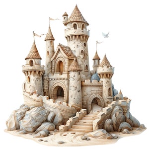 Beach Sand Castle Sandcastle Clipart Bundle, 16 High-quality JPG, Craft ...