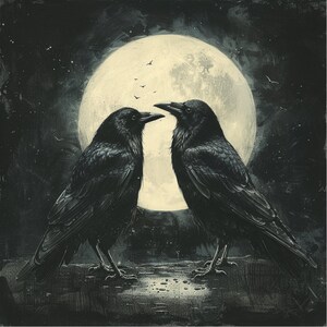 Crows in Love and Moon Clipart Bundle, 15 High-quality JPG, Craft Art ...