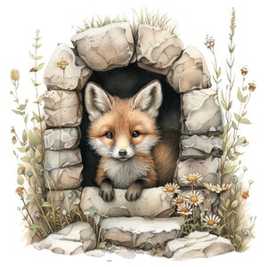 Fox House Den Clipart Bundle, 16 High-quality JPG, Craft Art, Card ...