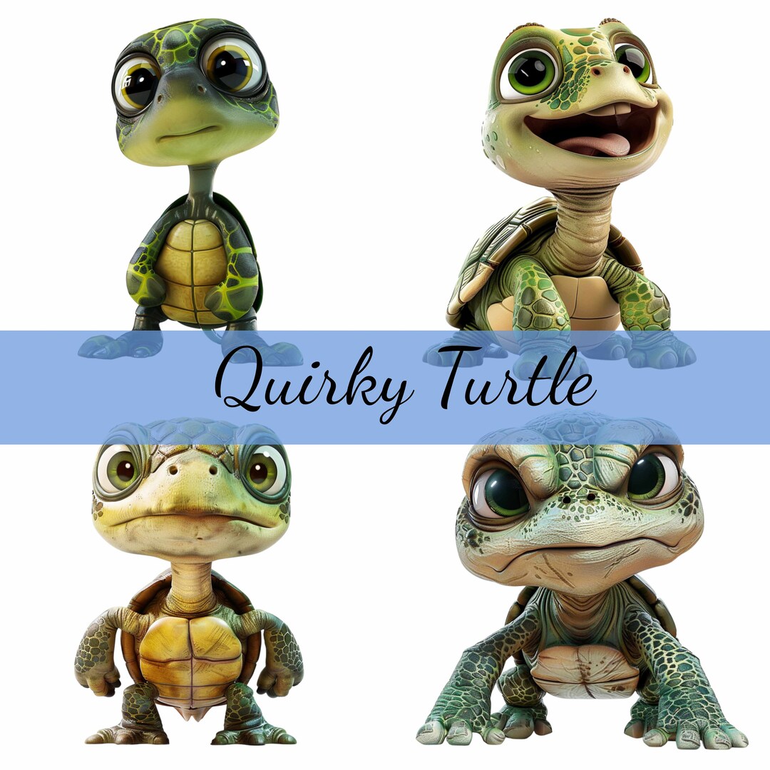 16 Quirky Turtle Adorable Cute Sassy Clipart Bundle, 16 High-quality ...